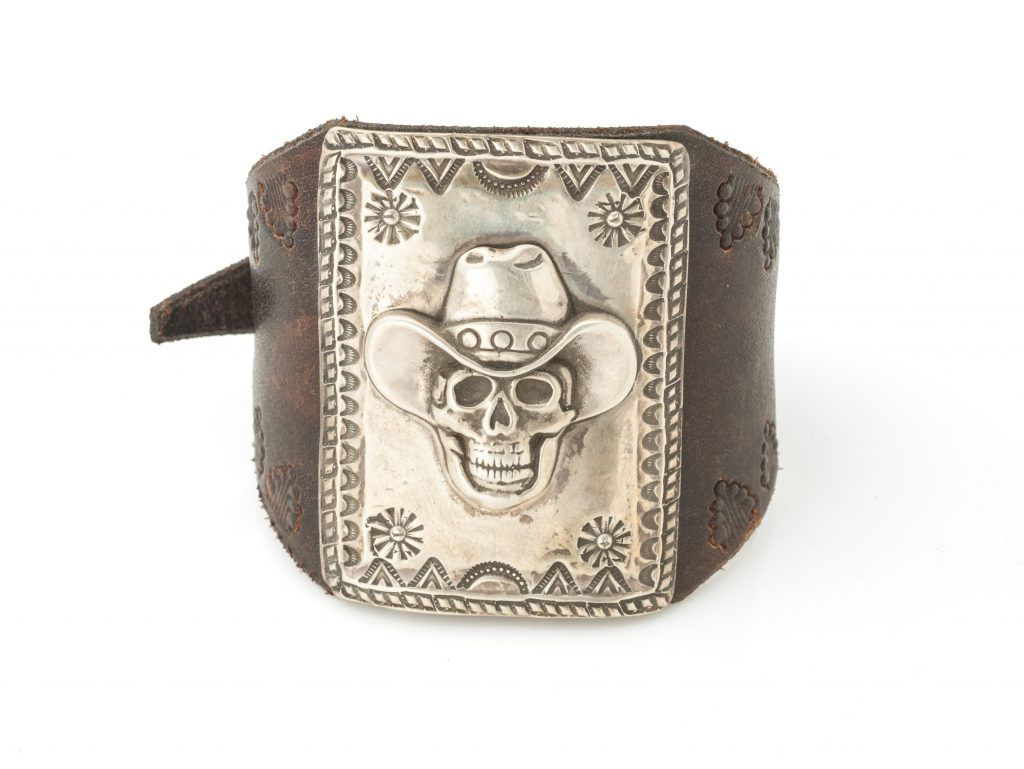 Ketoh Cowboy Skull Sterling and Leather Cuff – John Rippel USA
